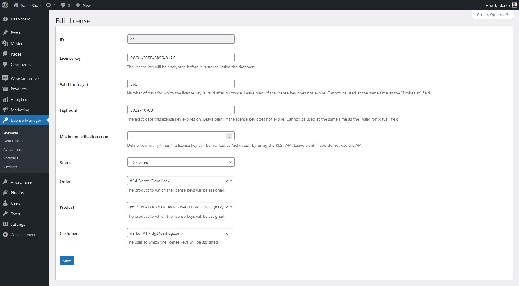 Licenses - Digital License Manager